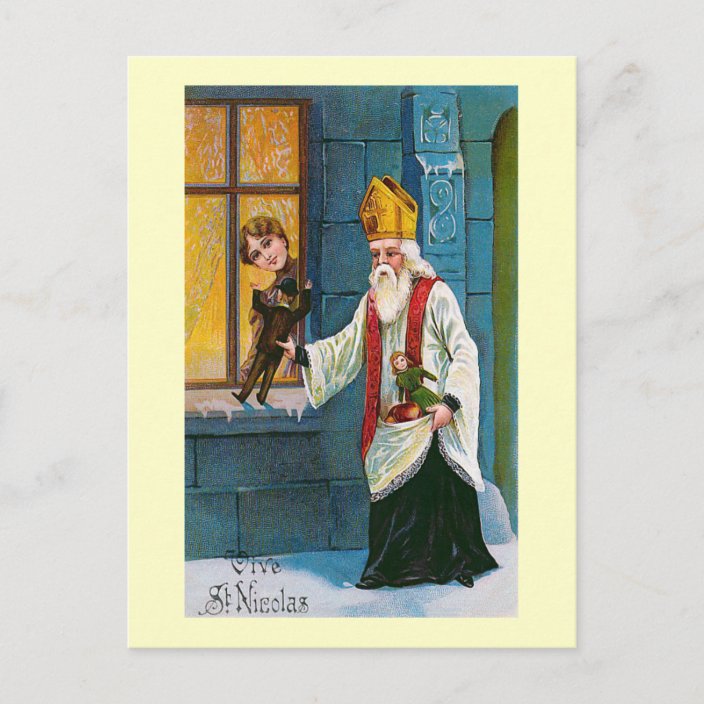 "Vive St. Nicolas" Vintage French Postcard | Zazzle.com