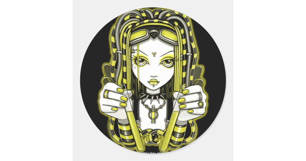 "Vivian" Lemon Cyber Goth Fairy Art Stickers | Zazzle