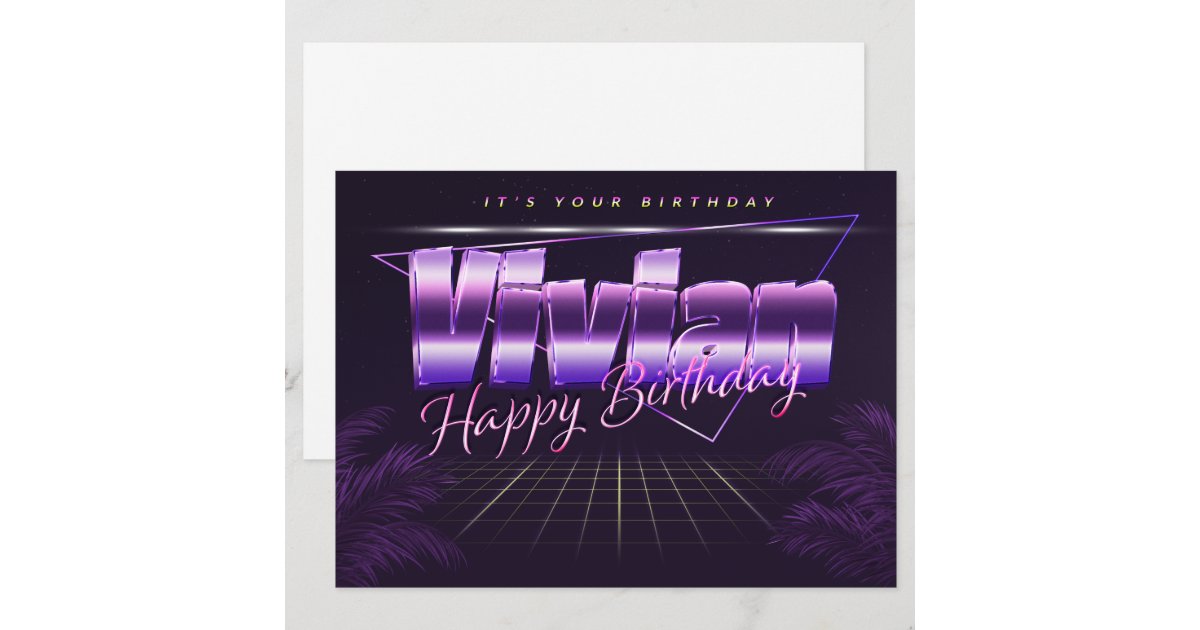 Vivian Name First Name lilac retro card birthday | Zazzle
