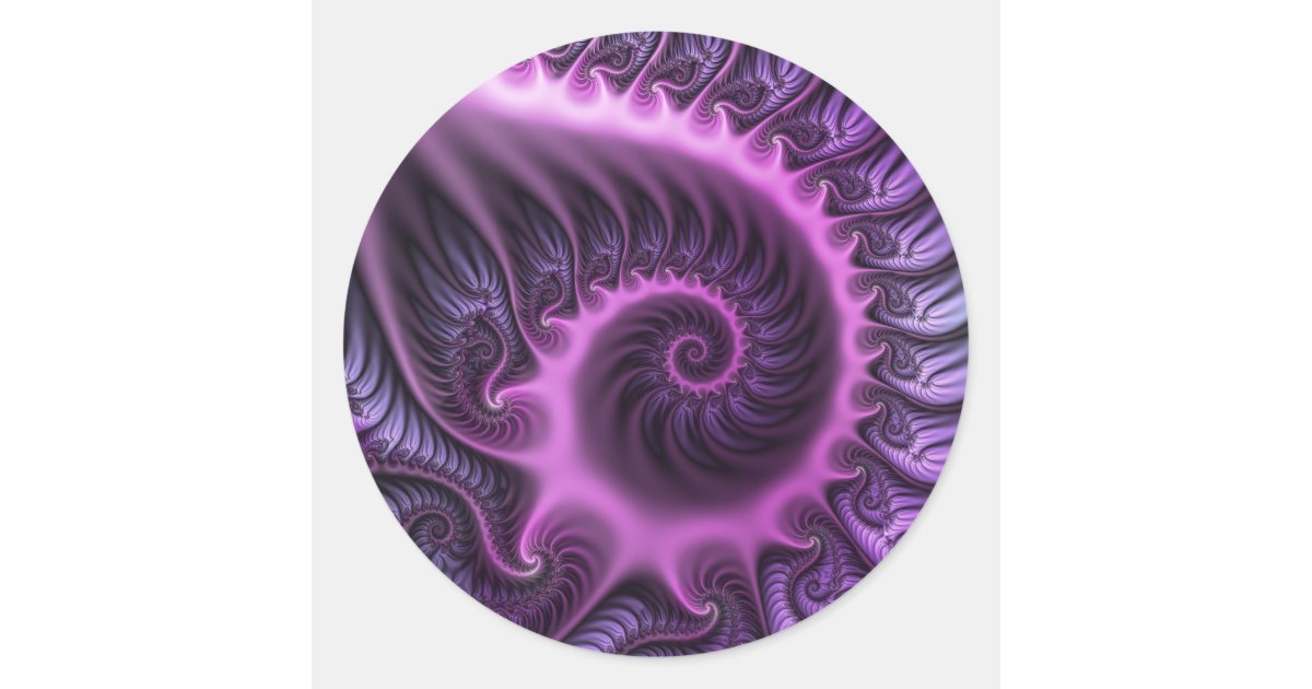 Vivid Abstract Cool Pink Purple Fractal Art Spiral Classic Round ...