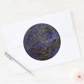 Vivid Blue Star Map/Golden Constellation Globe Classic Round Sticker ...