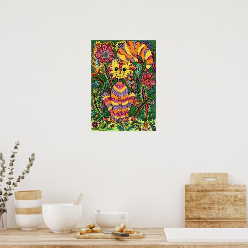 Vivid Garden Cat 2 Poster | Zazzle