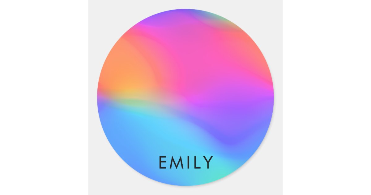 Vivid Holographic Personalized Round Sticker | Zazzle