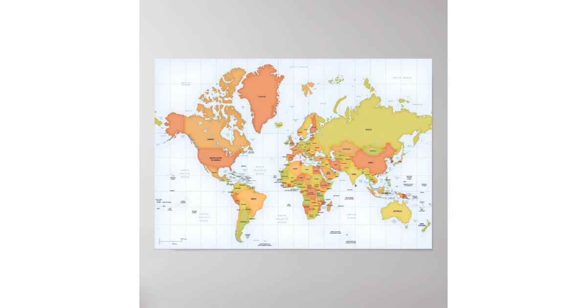 Vivid Map of the World Poster | Zazzle