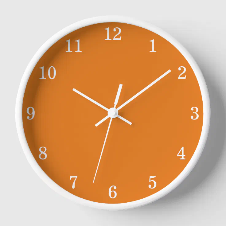 Vivid Orange Minimalist Wall Clock | Zazzle