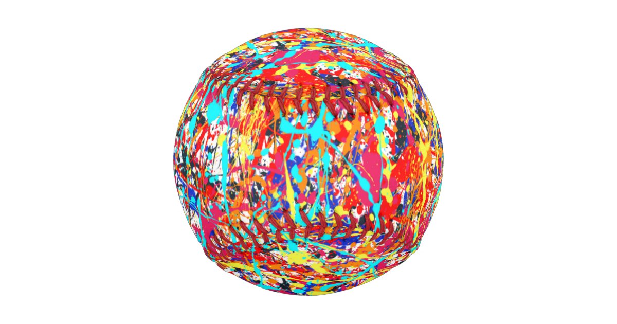 Vivid Paint Splatter Abstract Baseball | Zazzle