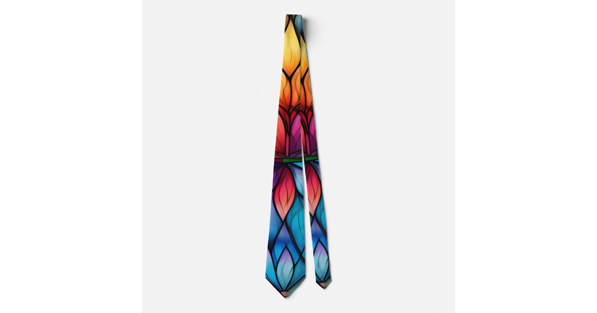 Vivid Stained Glass, Colorful, Flashy Neck Tie | Zazzle