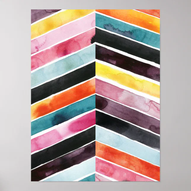 Vivid Watercolor Chevron I Poster | Zazzle