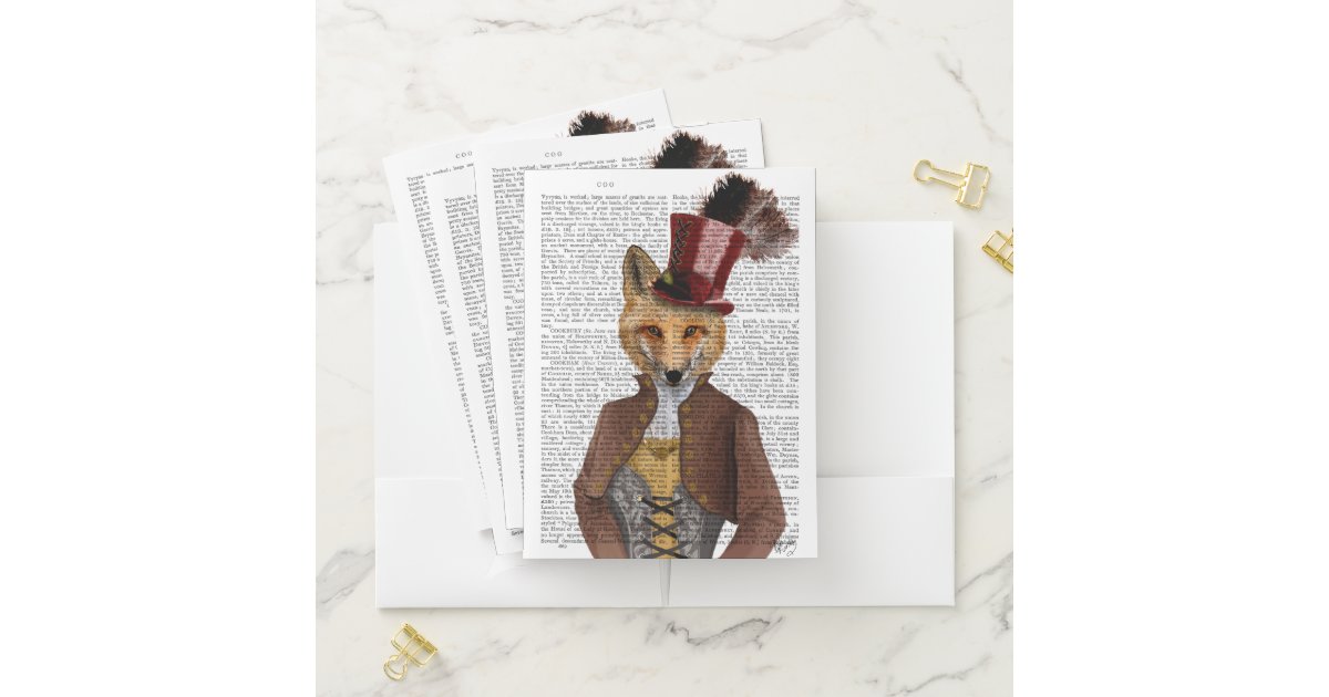 Vivienne Steampunk Fox Pocket Folder | Zazzle