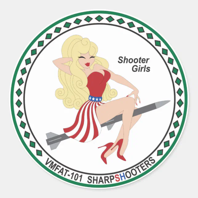 VMFAT-101 "Shooter Girls" Sticker - Kara | Zazzle