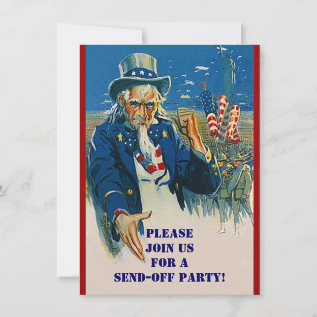 Vntg Uncle Sam Military Send Off Party Invitations | Zazzle