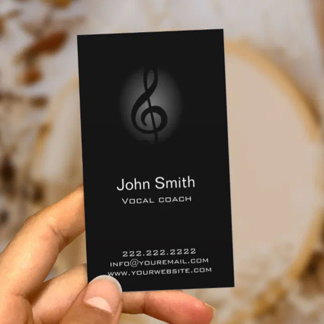 Vocal Coach Classy Dark Clef Music Business Card | Zazzle
