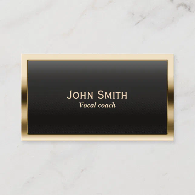 Vocal Coach Modern Gold Frame Musical Business Card | Zazzle