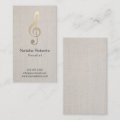 Vocalist Singer Musical Clef Logo Linen Music Business Card | Zazzle