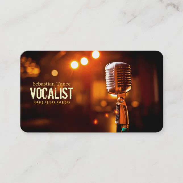Vocalist, Singer, Performer, Music, Lessons Mic Business Card | Zazzle