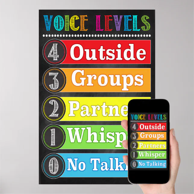 Voice Levels Chart Classroom Printable | Zazzle