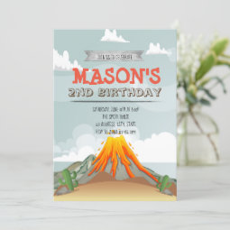 Volcano Birthday party invitation | Zazzle