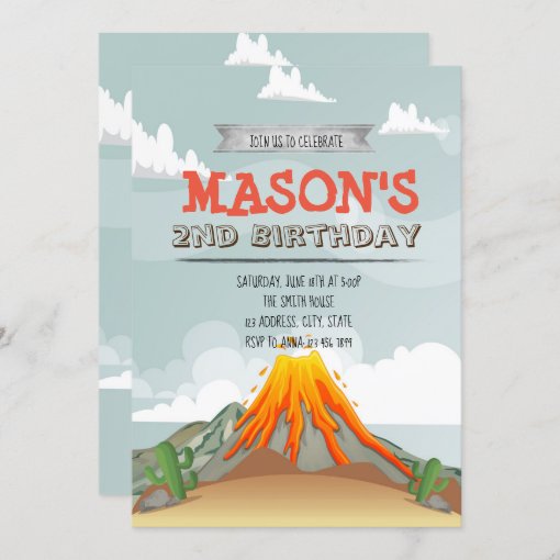 Volcano Birthday party invitation | Zazzle