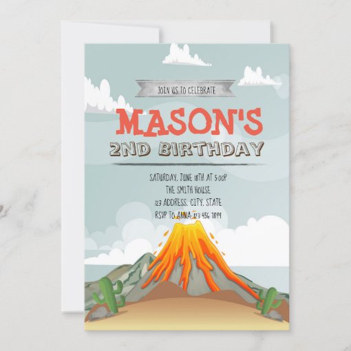 Volcano Birthday party invitation | Zazzle