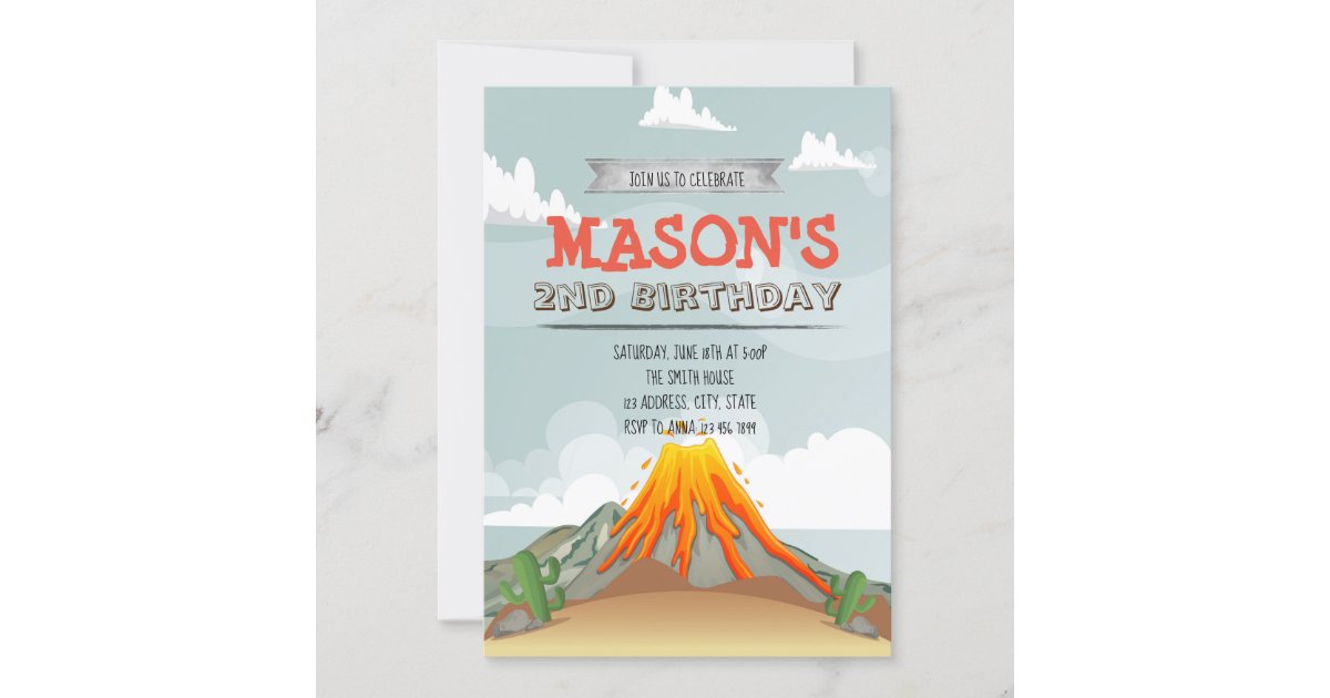 Volcano Birthday party invitation | Zazzle