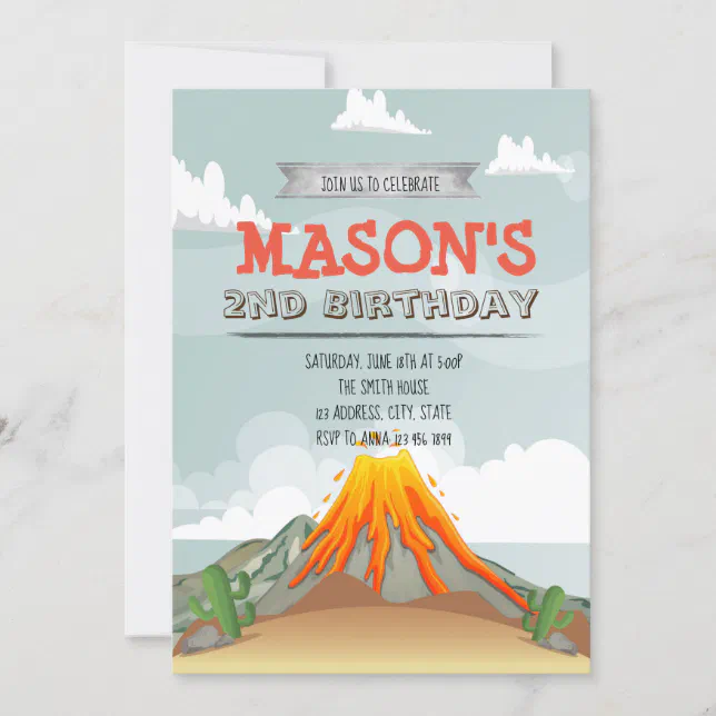 Volcano Birthday party invitation | Zazzle