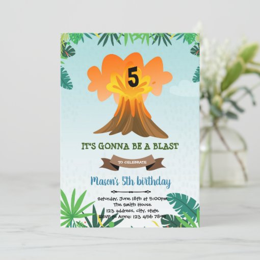 Volcano birthday theme invitation | Zazzle