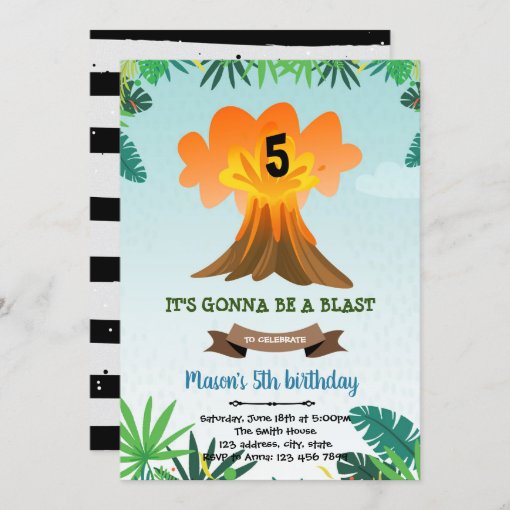 Volcano birthday theme invitation | Zazzle