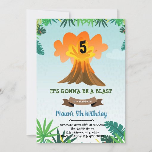 Volcano birthday theme invitation | Zazzle