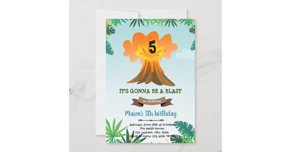 Volcano birthday theme invitation | Zazzle