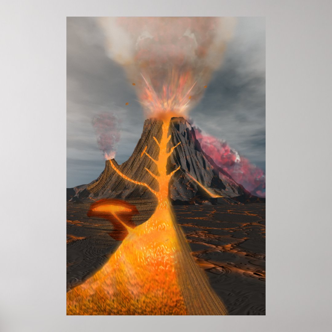 Volcano cross section poster | Zazzle