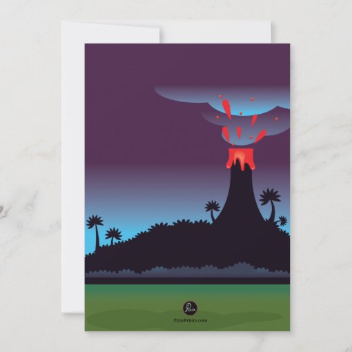Volcano Eruption Dinosaur Birthday Party Invites | Zazzle
