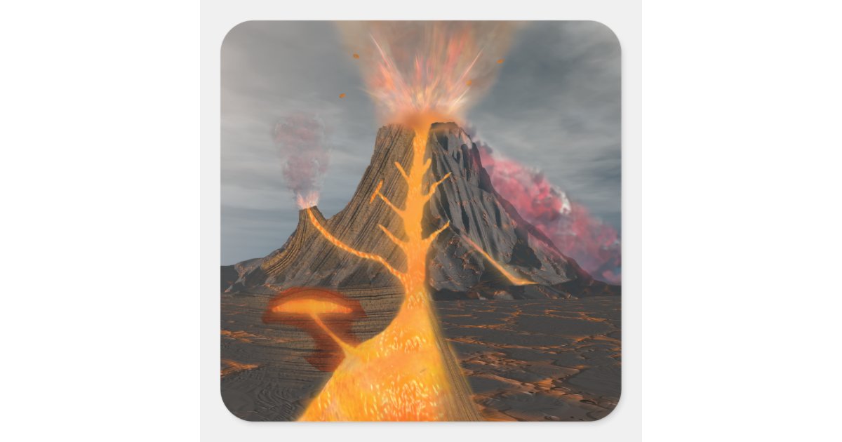 Volcano Square Sticker | Zazzle