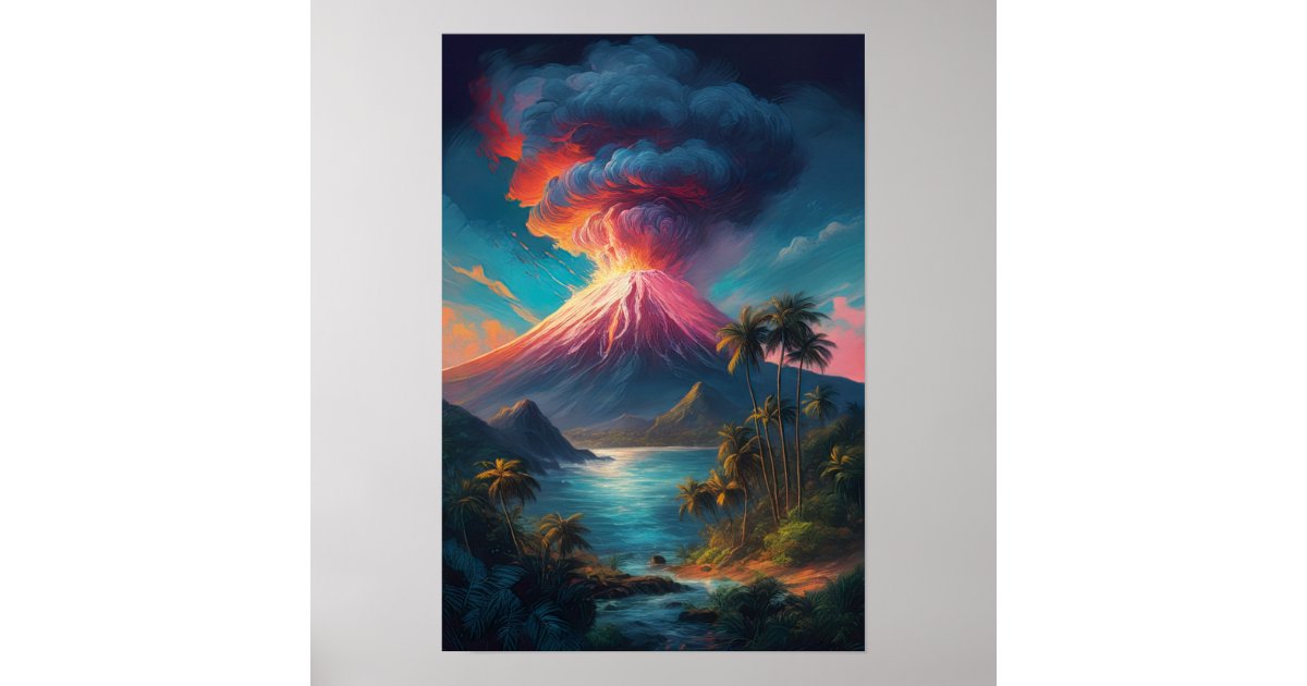 Volcano Unleashed, Tropical Eruption Poster | Zazzle