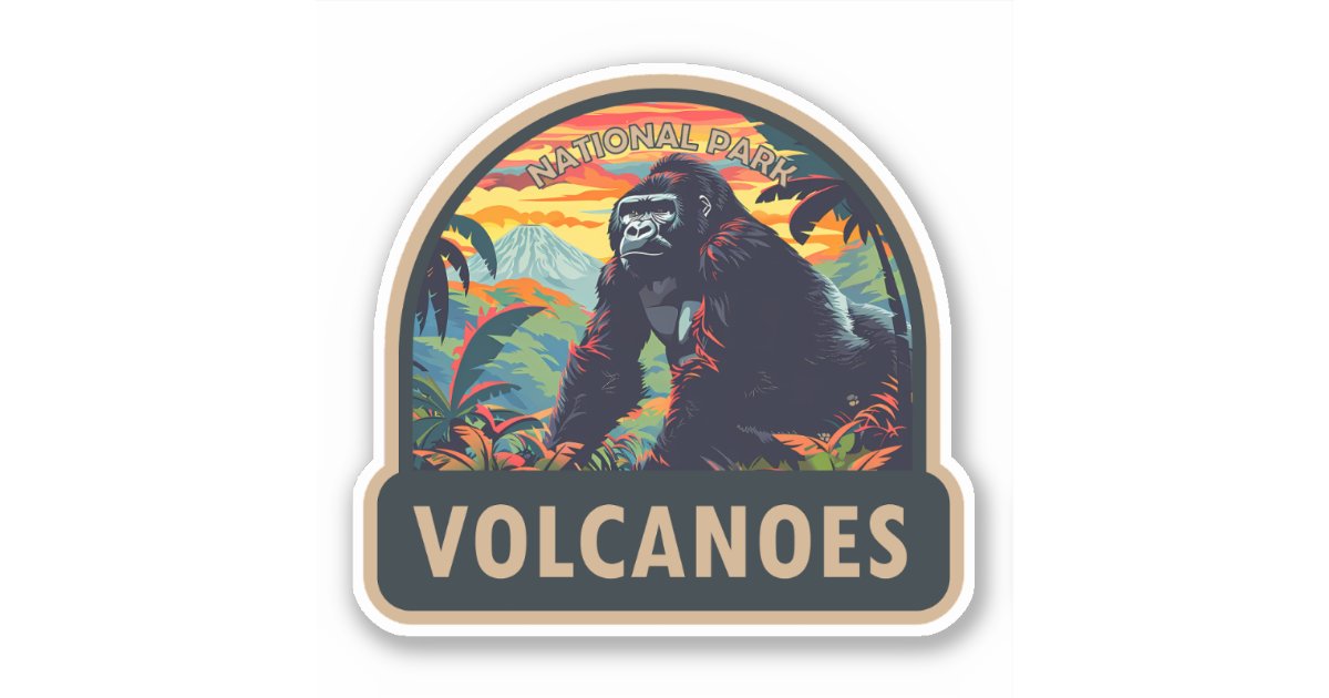 Volcanoes National Park Mountain Gorilla Travel Sticker | Zazzle