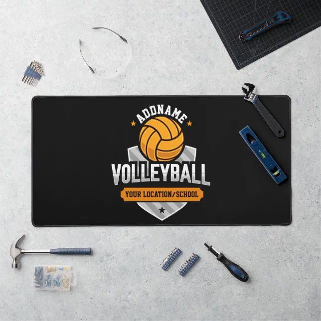 Volleyball ADD TEXT School Varsity Team Player Desk Mat | Zazzle