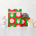 Volleyball and Santa Clause Red & Green Christmas Wrapping Paper | Zazzle