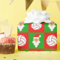 Volleyball and Santa Clause Red & Green Christmas Wrapping Paper | Zazzle