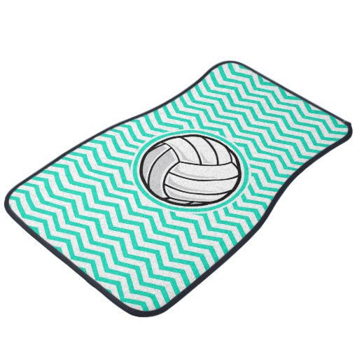 Volleyball; Aqua Green Chevron Car Floor Mat | Zazzle
