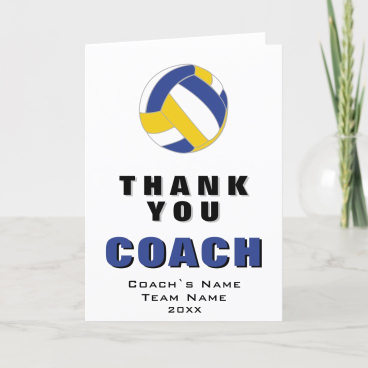 Volleyball Ball Thank you Coach Card | Zazzle