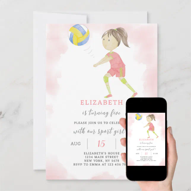 Volleyball Birthday Invitation | Zazzle