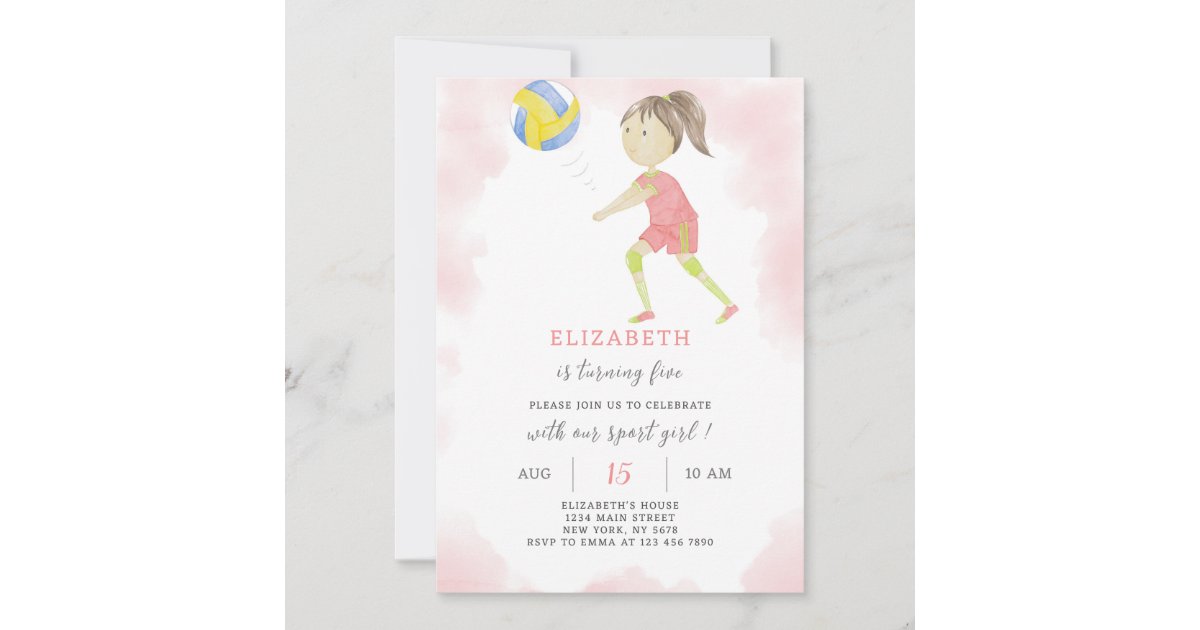 Volleyball Birthday Invitation | Zazzle