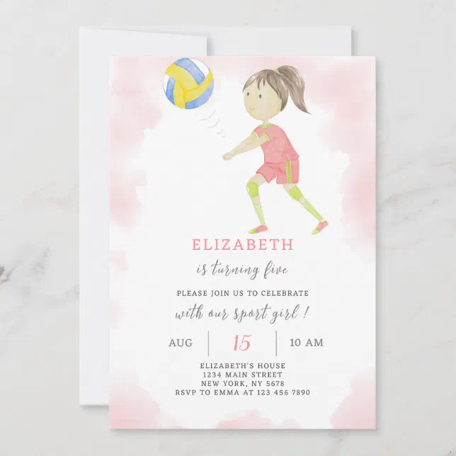 Volleyball Birthday Invitation | Zazzle