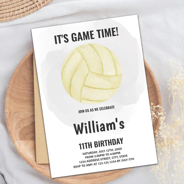 Volleyball Birthday Invitation | Zazzle