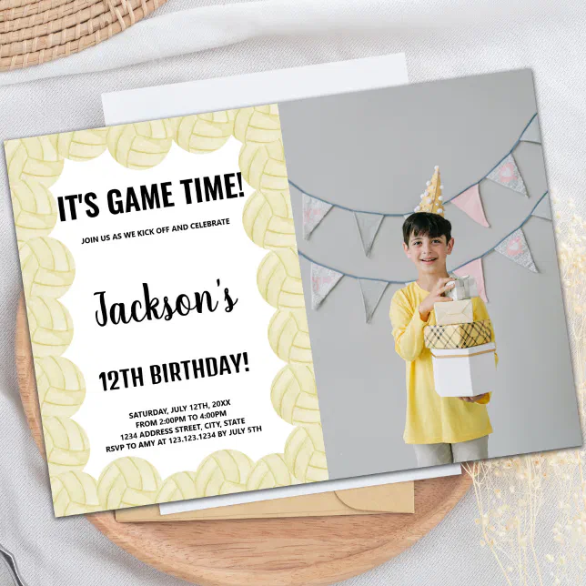 Volleyball Birthday Invitation with Photo | Zazzle