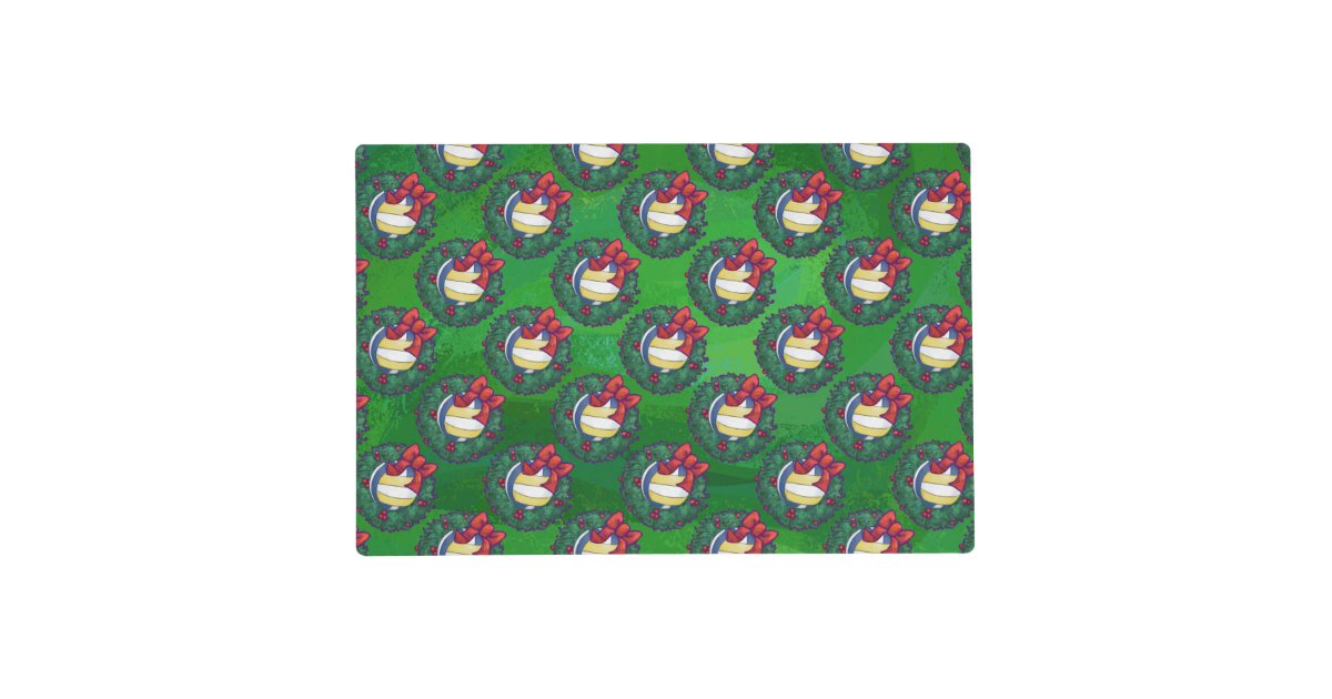 Volleyball Christmas Wreath Placemat | Zazzle