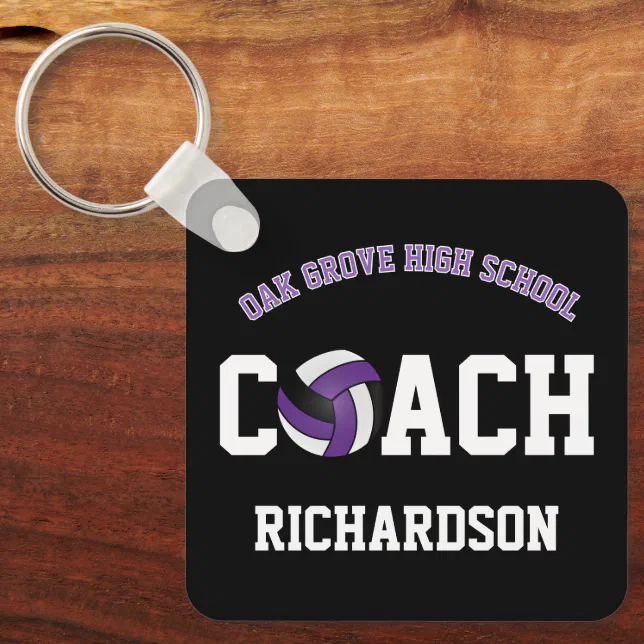 Volleyball Coach with Player's Names - Purple Keychain | Zazzle