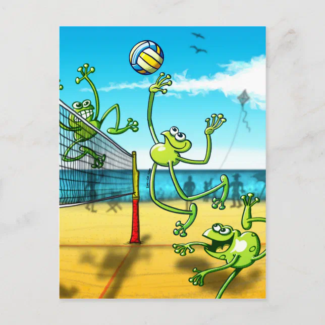Volleyball Frog Postcard | Zazzle