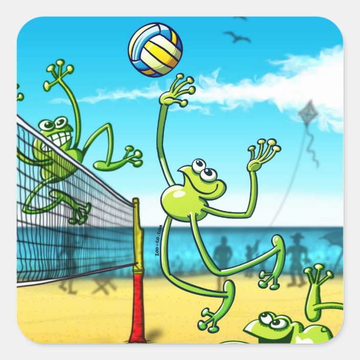 Volleyball Frog Square Sticker | Zazzle.com