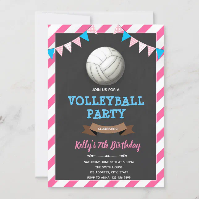 Volleyball girl birthday invitation | Zazzle