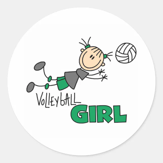 Volleyball Girl Classic Round Sticker | Zazzle